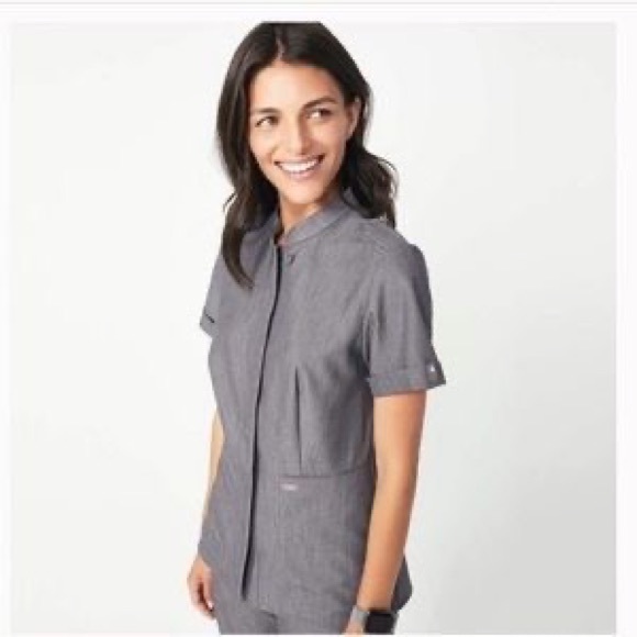 Figs | Tops | Figs Technical Collection Graphite Grey Lira Epaulet ...